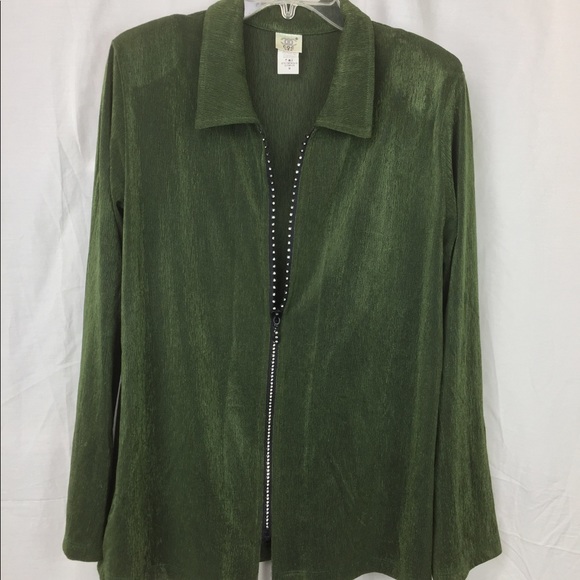 C.O.C. | Jackets & Coats | Vtg Slinky Emerald Green Jacket With ...